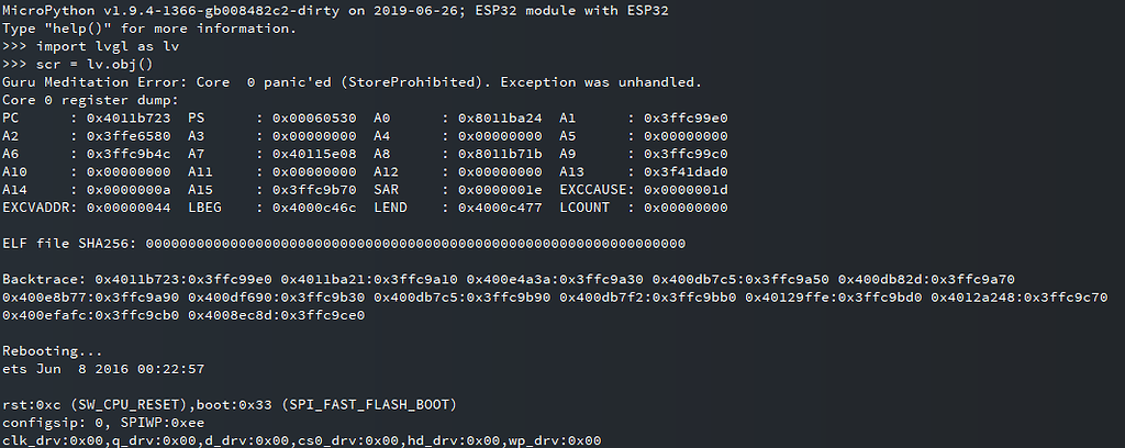 Micropython Downs When Using Lv Obj Micropython Lvgl Forum