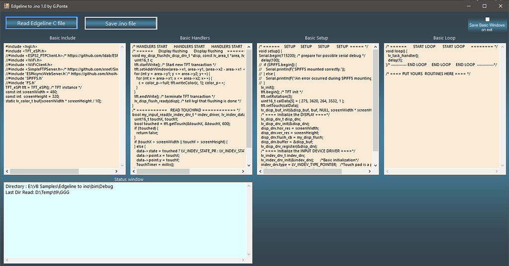 A default import Edgeline C files and build a .Ino file - How-to - LVGL Forum