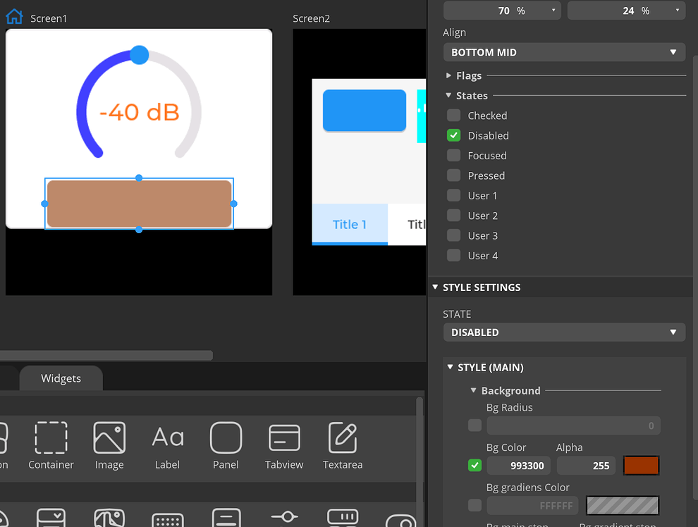 Changing opacity/color of the button when in disabled state - How-to - LVGL Forum