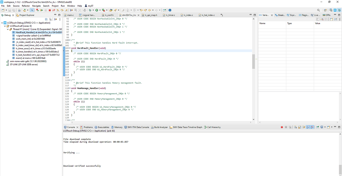 Lv_task_handler struck in execution using stm32 cube ide - Get started - LVGL Forum
