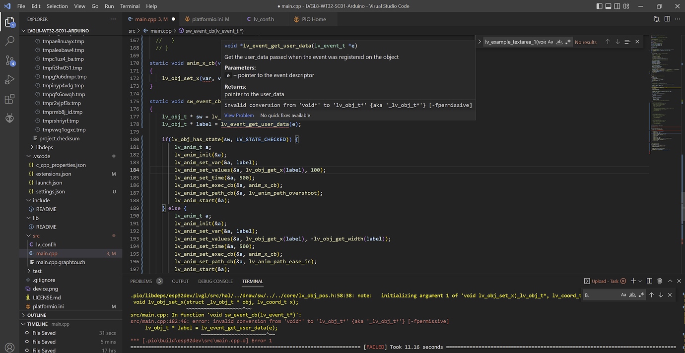 Lv_event_get_user_data() gives invalid conversion error - How-to - LVGL Forum