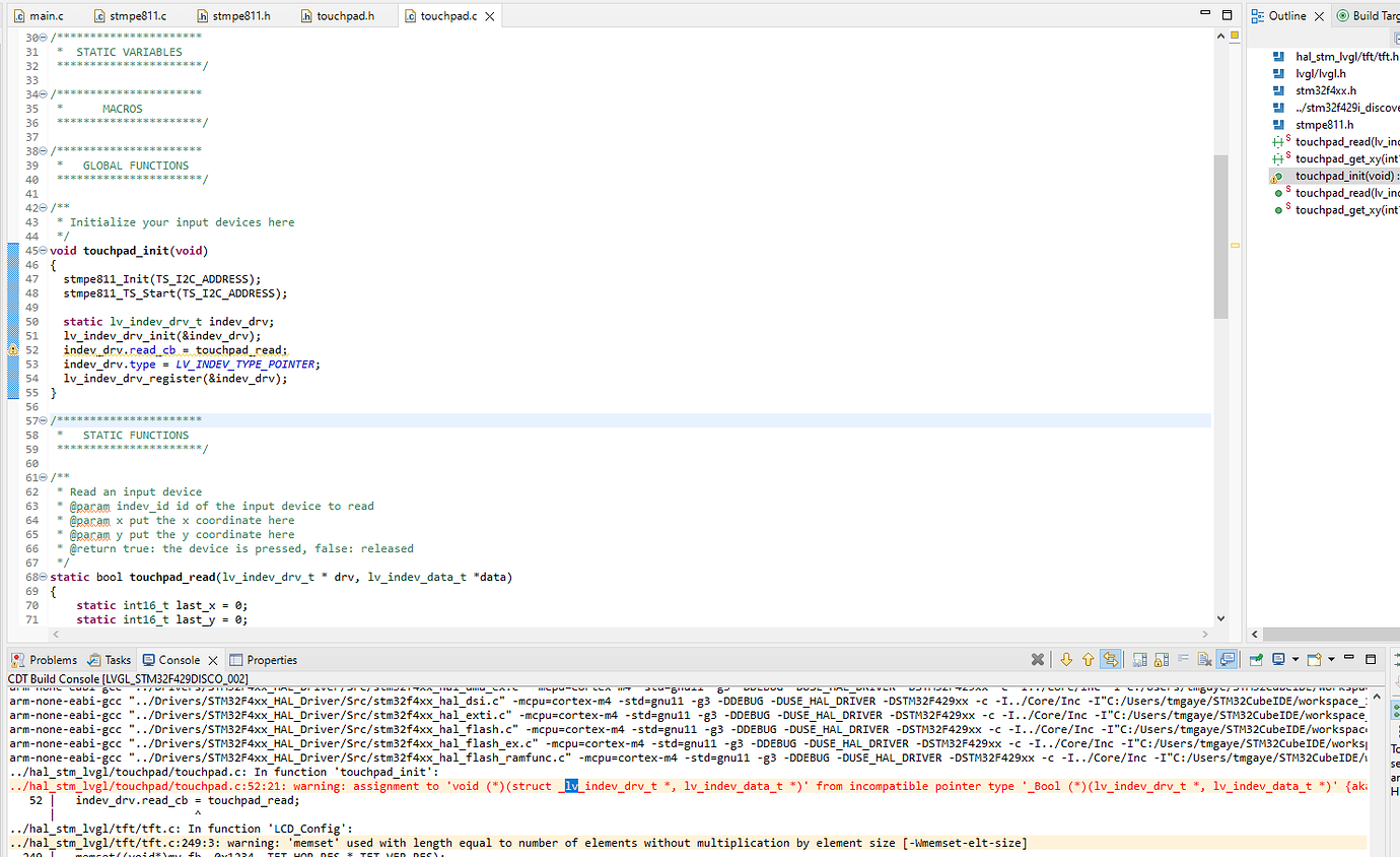 Issue with touchpad of Stm32f429 Discovery board - How-to - LVGL Forum