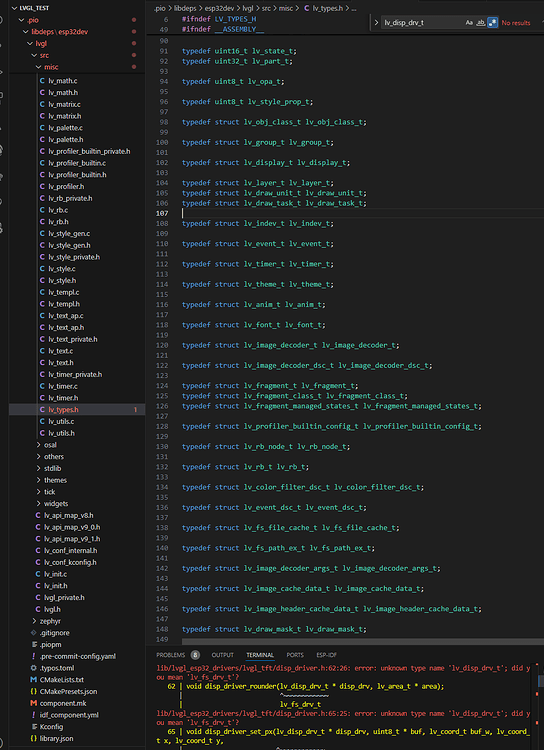 Error: unknown type name 'lv_disp_drv_t'; did you mean 'lv_fs_drv_t'? - Get started - LVGL Forum