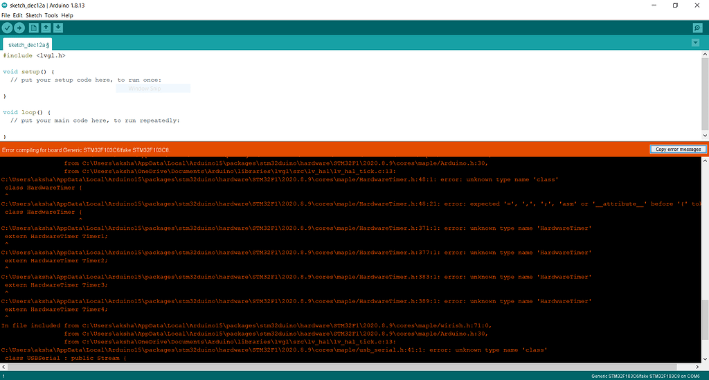Unable to Run On Arduino IDE - Get started - LVGL Forum