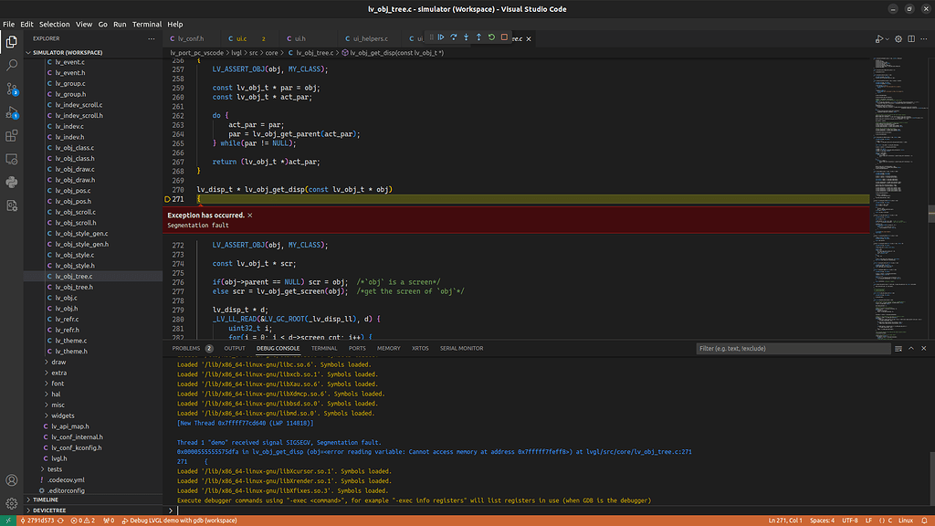 Segmentation fault when changing screen - General discussion - LVGL Forum