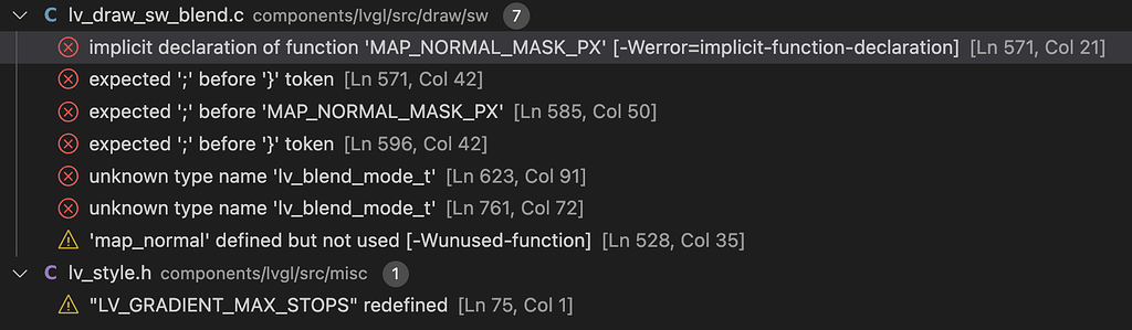 Esp-idf : compile error in lv_draw_sw_blend.c - Get started - LVGL Forum