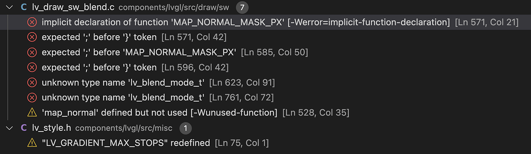 Esp-idf : compile error in lv_draw_sw_blend.c - Get started - LVGL Forum