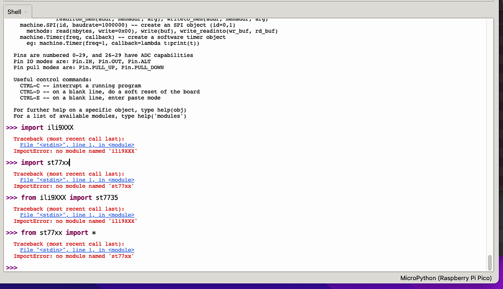 No module named 'st77xx' for raspberry pi pico port - Micropython - LVGL Forum