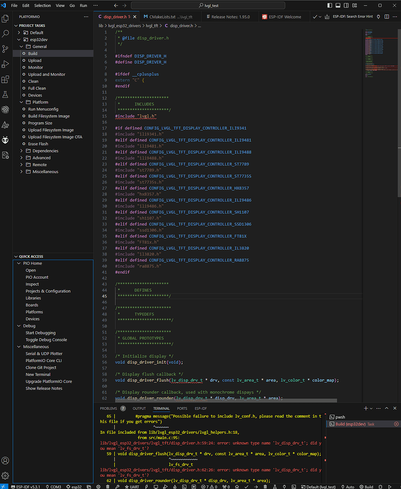 Error Unknown Type Name Lv Disp Drv T Did You Mean Lv Fs Drv T Get Started Lvgl Forum
