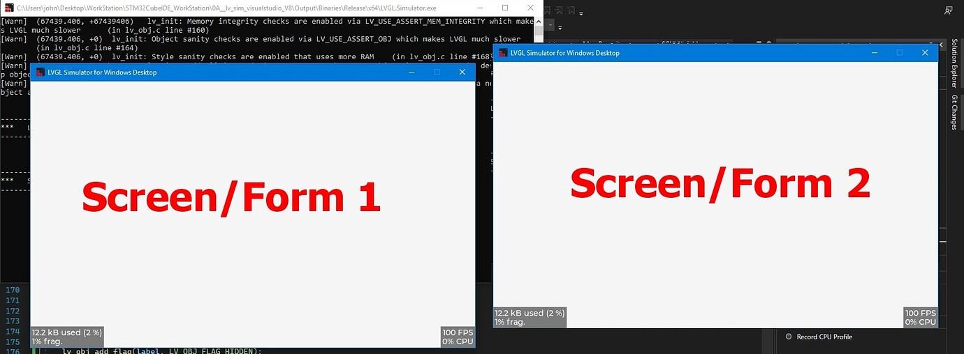 How can i have 2 different Screen/Form on visual studio simulator ...