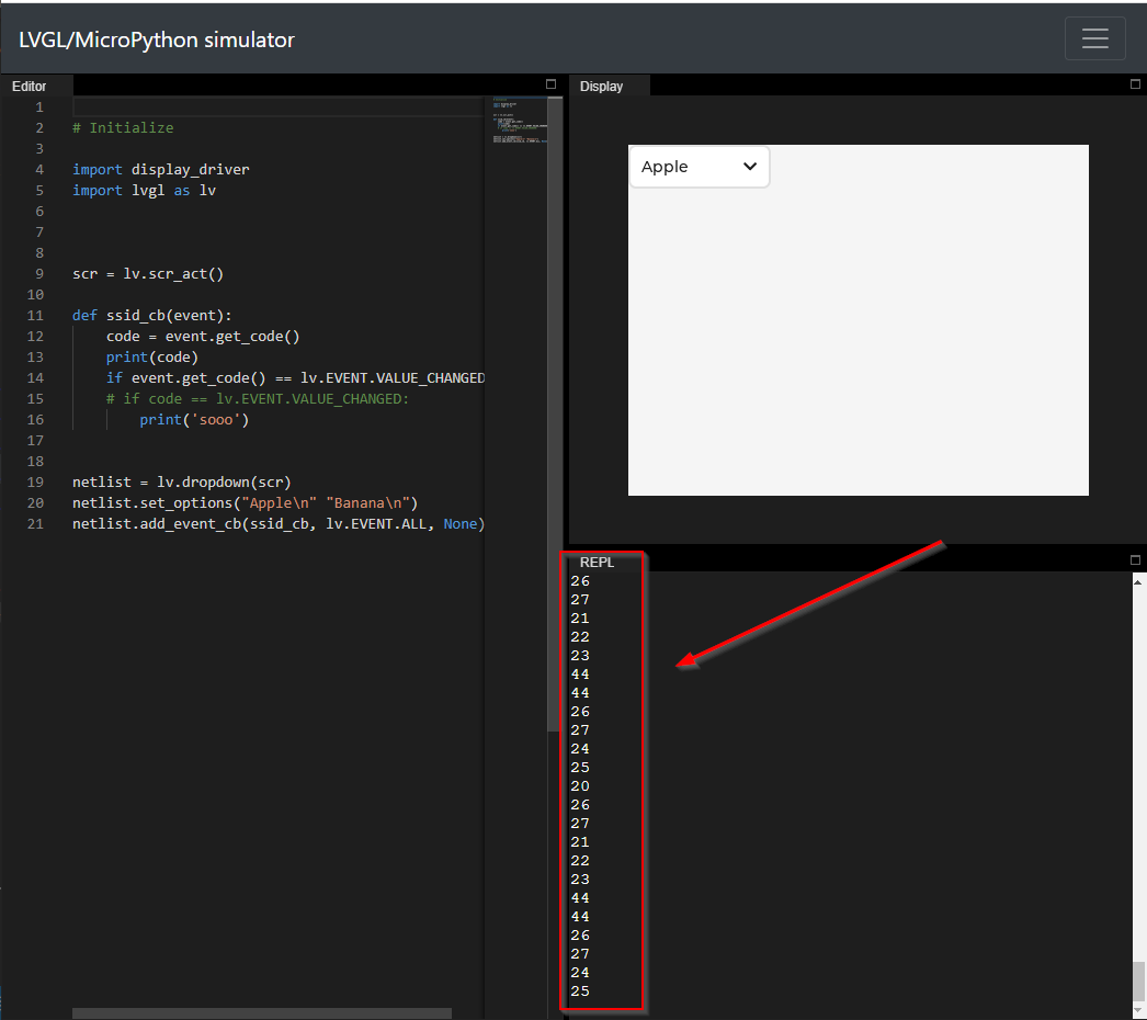 DROPDOWN... Key not pressed but getting callbacks - Micropython - LVGL Forum